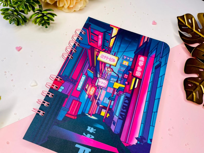 Kawaii Anime A5 Notebook - Neon Tokyo Japan! - by Kiaru - Etsy