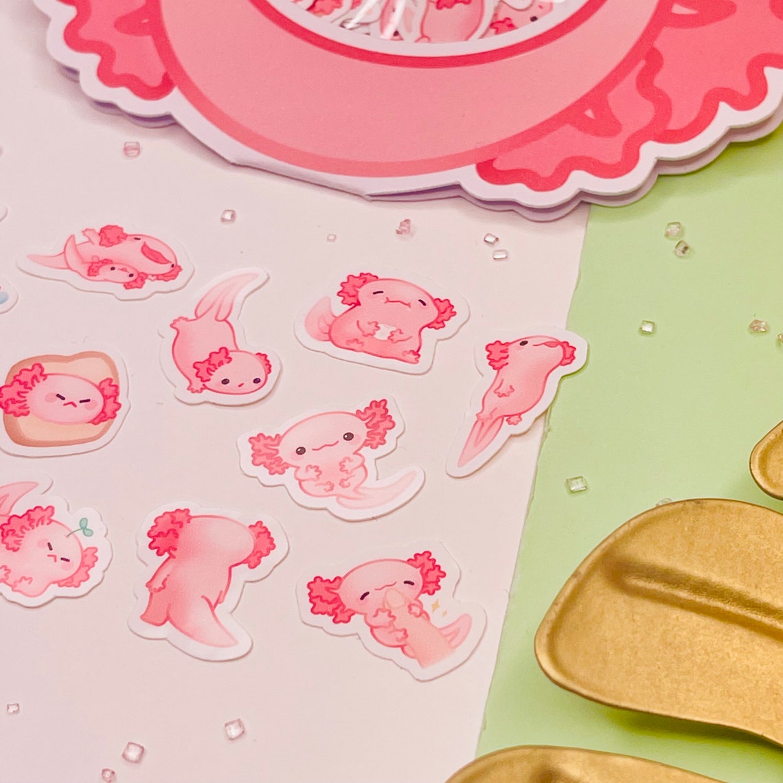 Mini Sticker 60pc Pack Kawaii Axolotl Stickers by Kiaru - Etsy