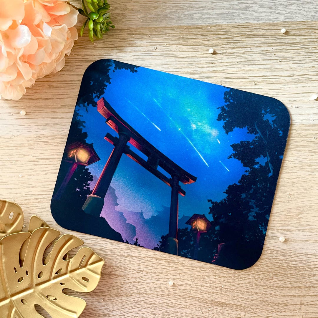 Cute Kawaii Mouse Pad - Torii Star Night - by Kiaru Shop - Etsy