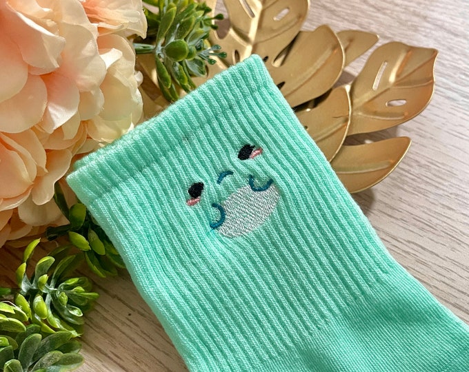 Embroidery Socks Kawaii Cute Frog- by Kiaru - Etsy