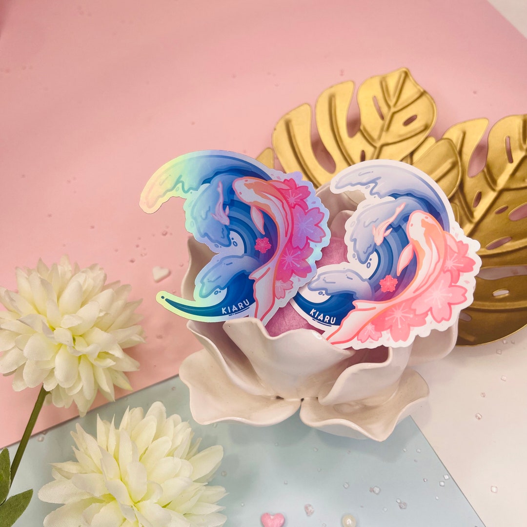 BIG HOLO Kawaii Stickers Koi by Kiaru - Etsy