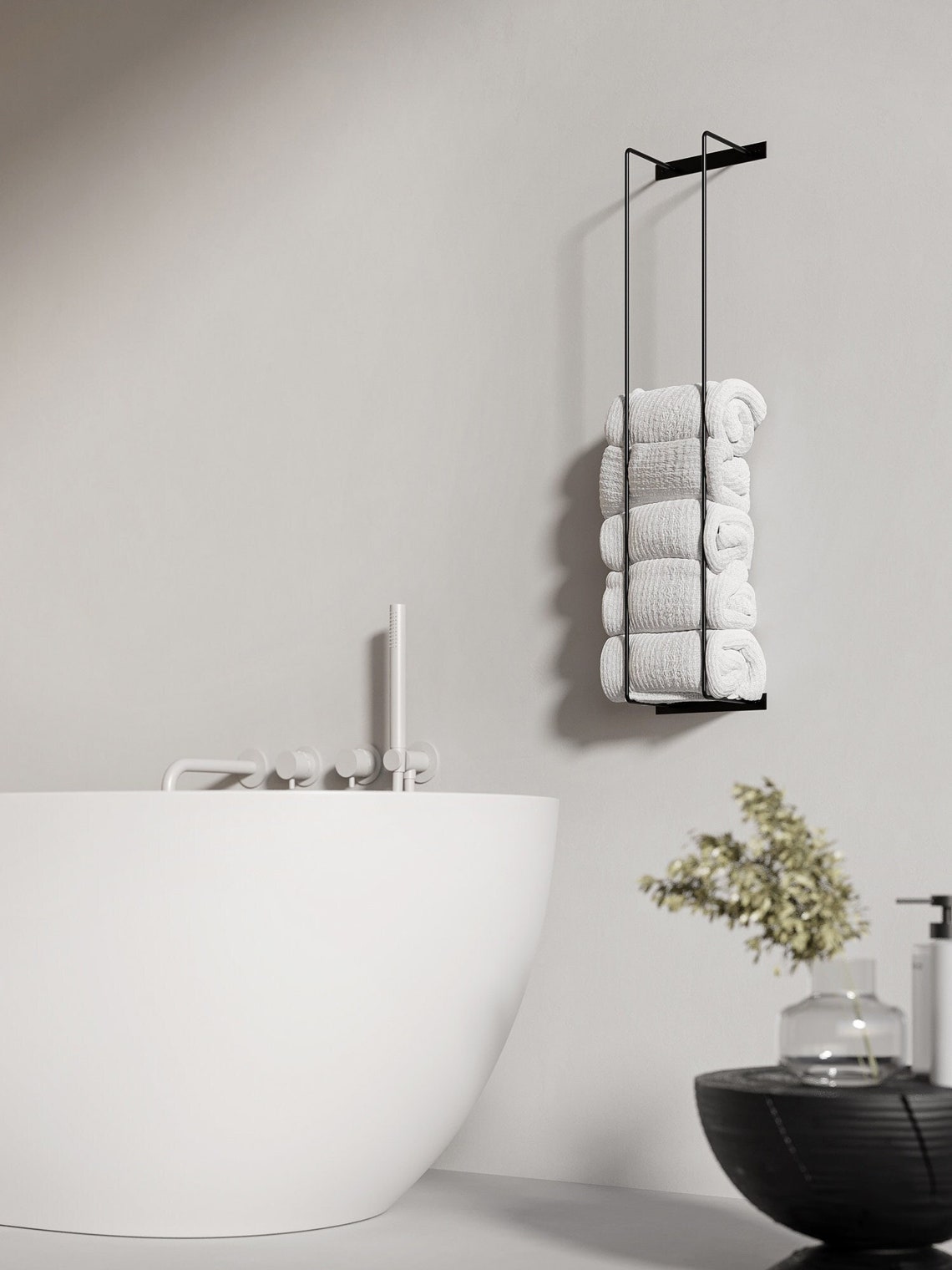 Towel Rack Towel Holder Wall Mount Metal Storage Bathroom - Etsy