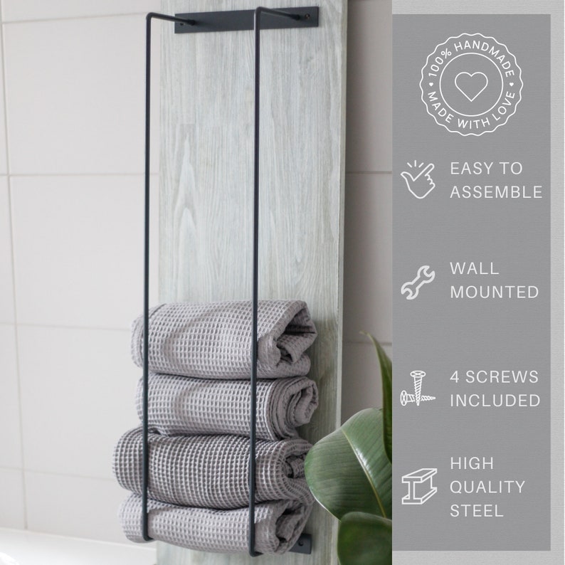 Towels Holder Solid Steel Hand and Bath Towels Wall Mount - Etsy