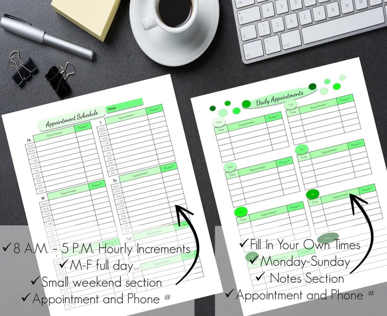Printable Appointment Book, Weekly Appointment Planner, Daily Schedule ...