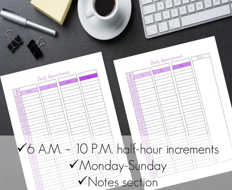 Printable Appointment Book, Weekly Appointment Planner, Daily Schedule ...