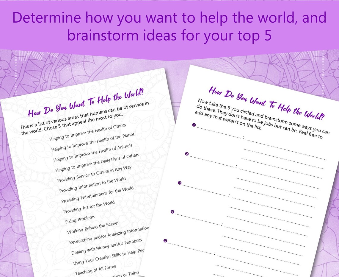 Printable Life Purpose Planner Find Your Career Path Find - Etsy