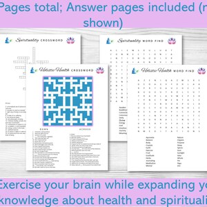 Printable Holistic Health and Spirituality Activity Sheets, Crossword ...