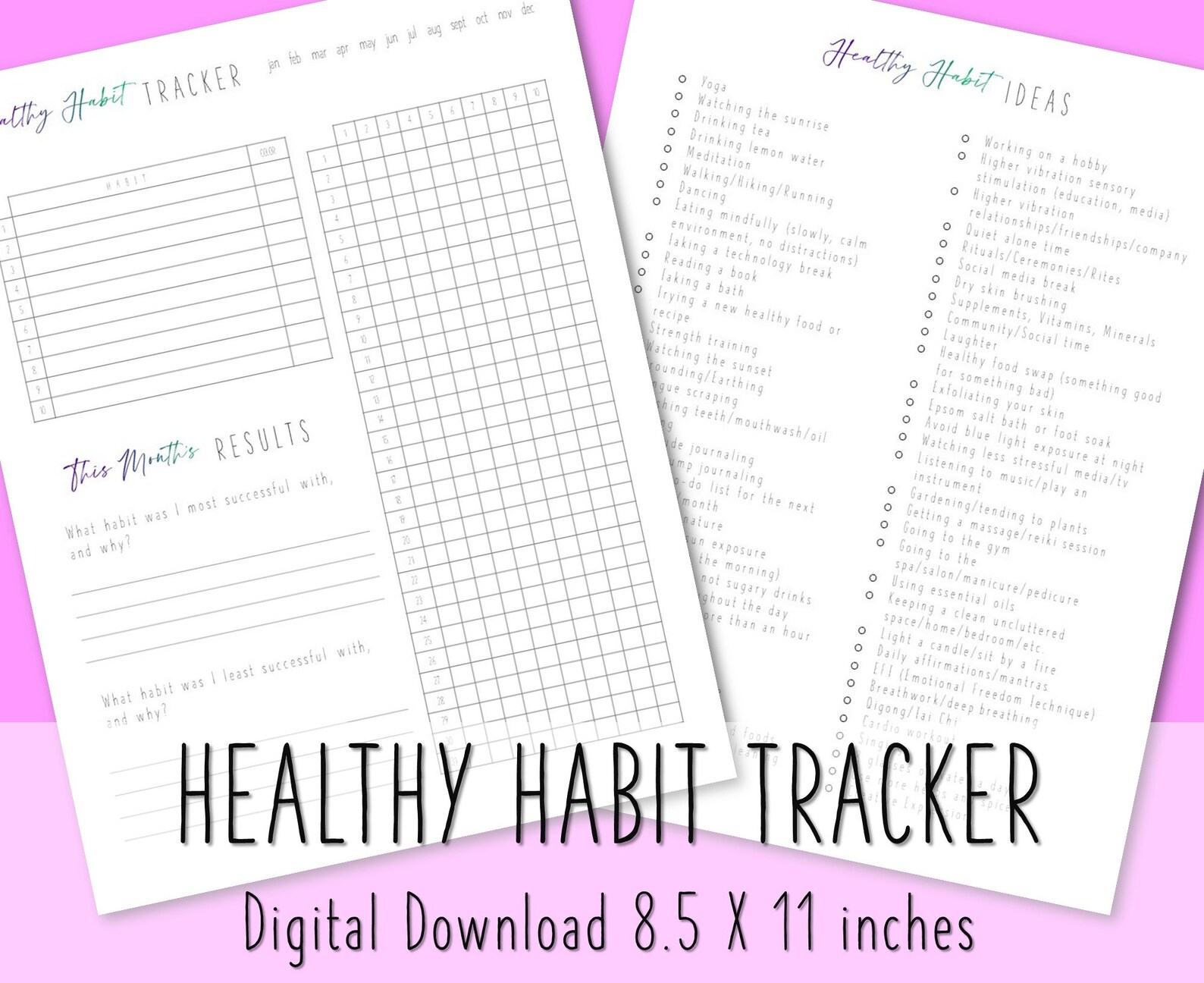 Healthy Habit Tracker Printable Habit Tracker Healthy - Etsy