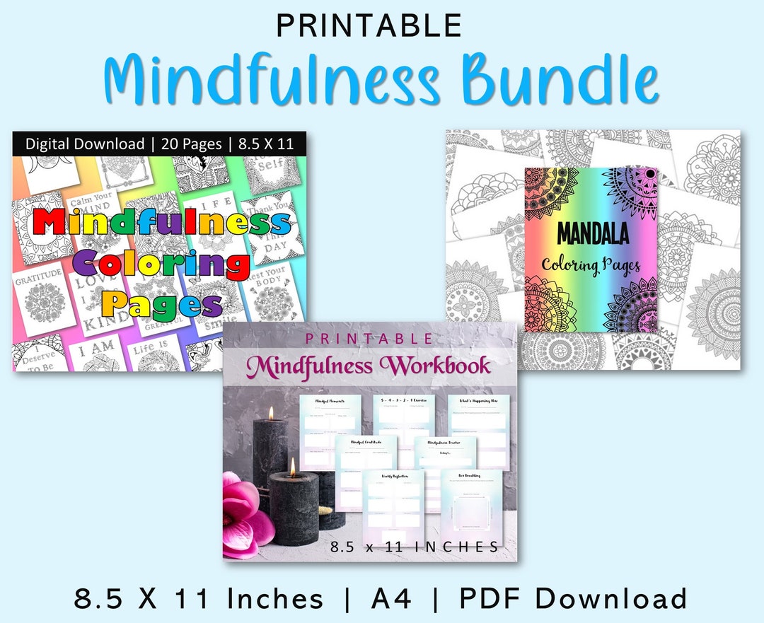 Printable Mindfulness Bundle, Adult Coloring Pages, Mindfulness ...