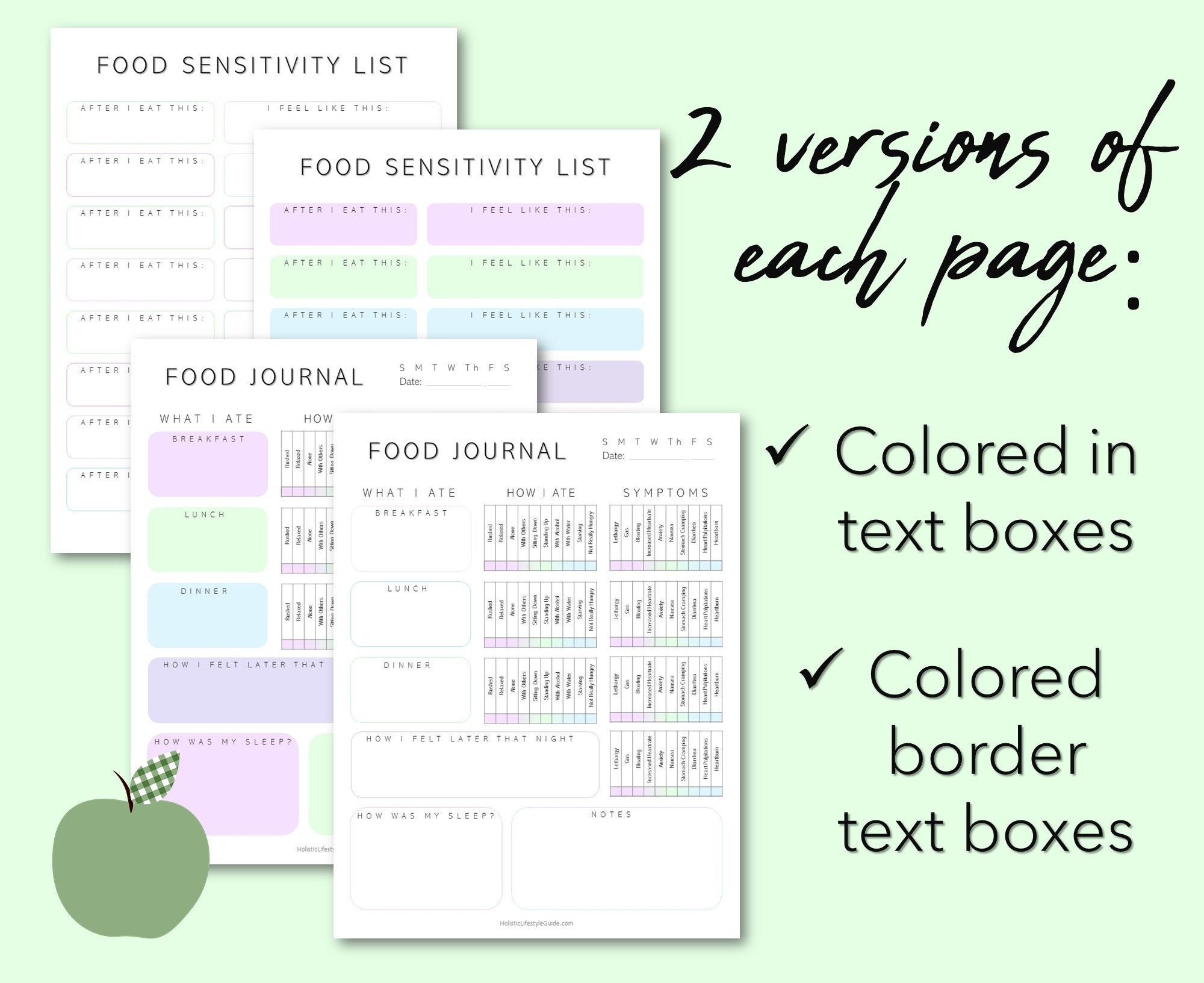 Printable Food Journal, Food Sensitivity, Food Tracker, Symptom Tracker ...
