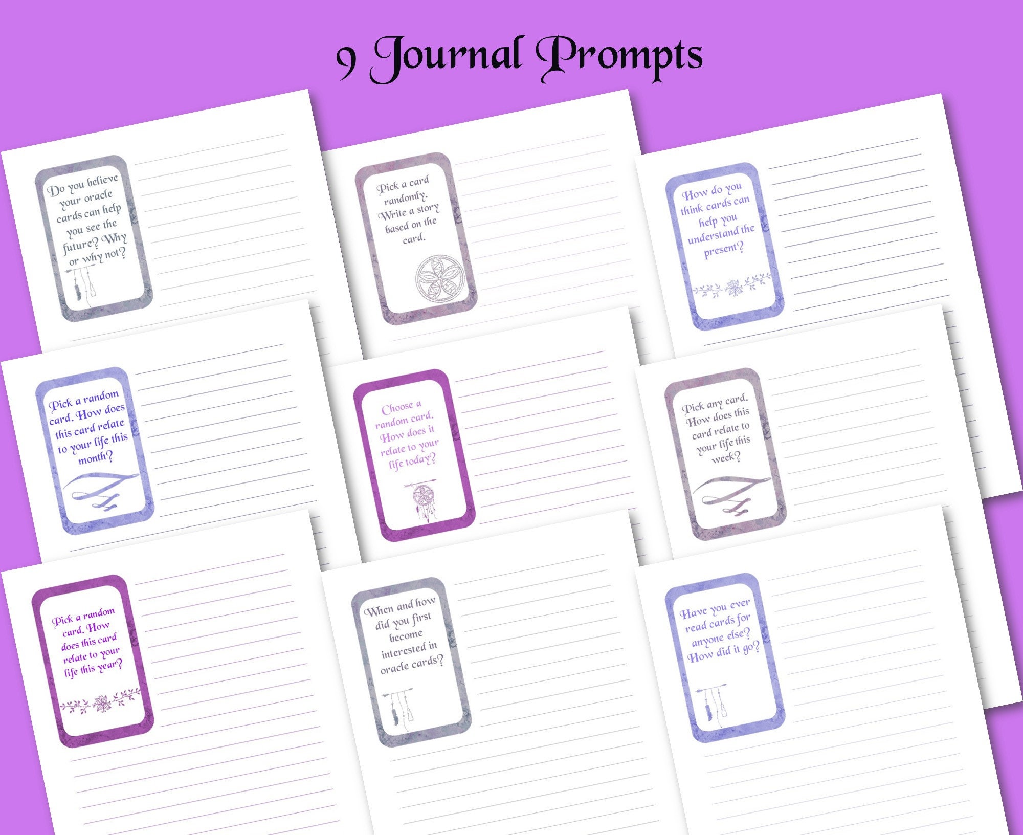 Printable Oracle Card Journal Tarot Workbook Spiritual Journal Oracle Workbook Spiritual