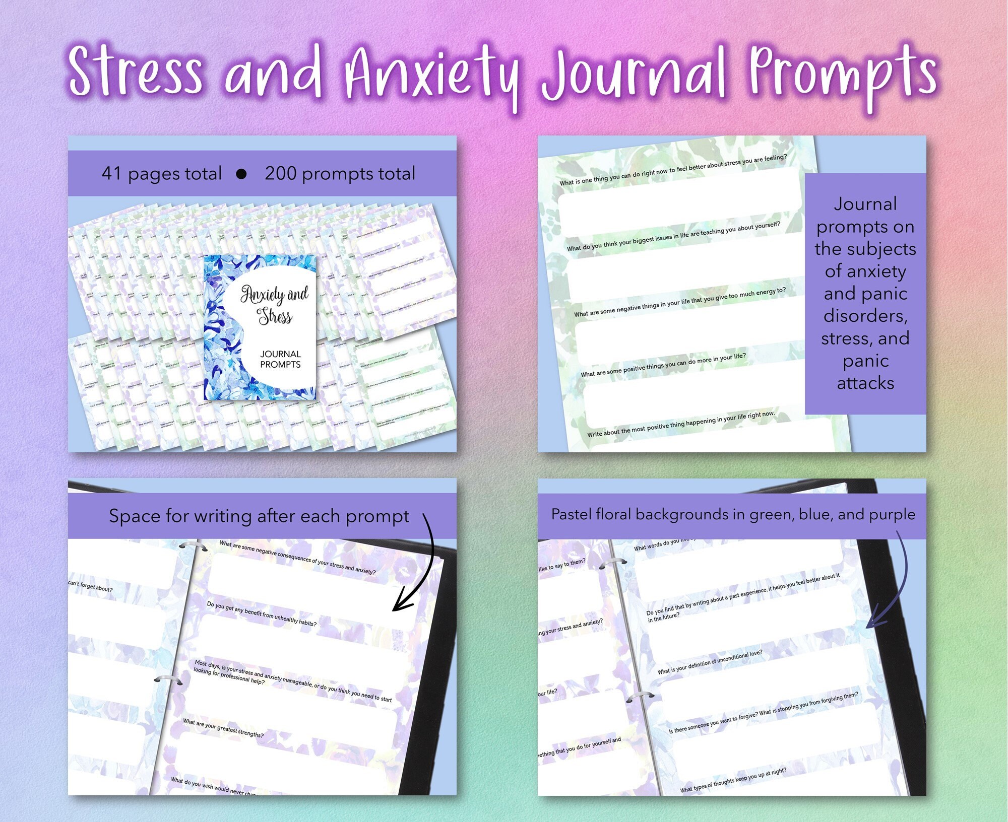 Mental Wellness Journal Prompts Bundle, Mental Health Journal Bundle ...