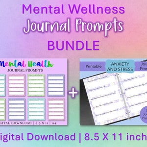 Mental Wellness Journal Prompts Bundle, Mental Health Journal Bundle ...