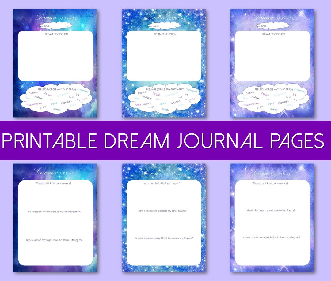 Printable Dream Journal Pages, Dream Diary, Dream Analysis, Self ...