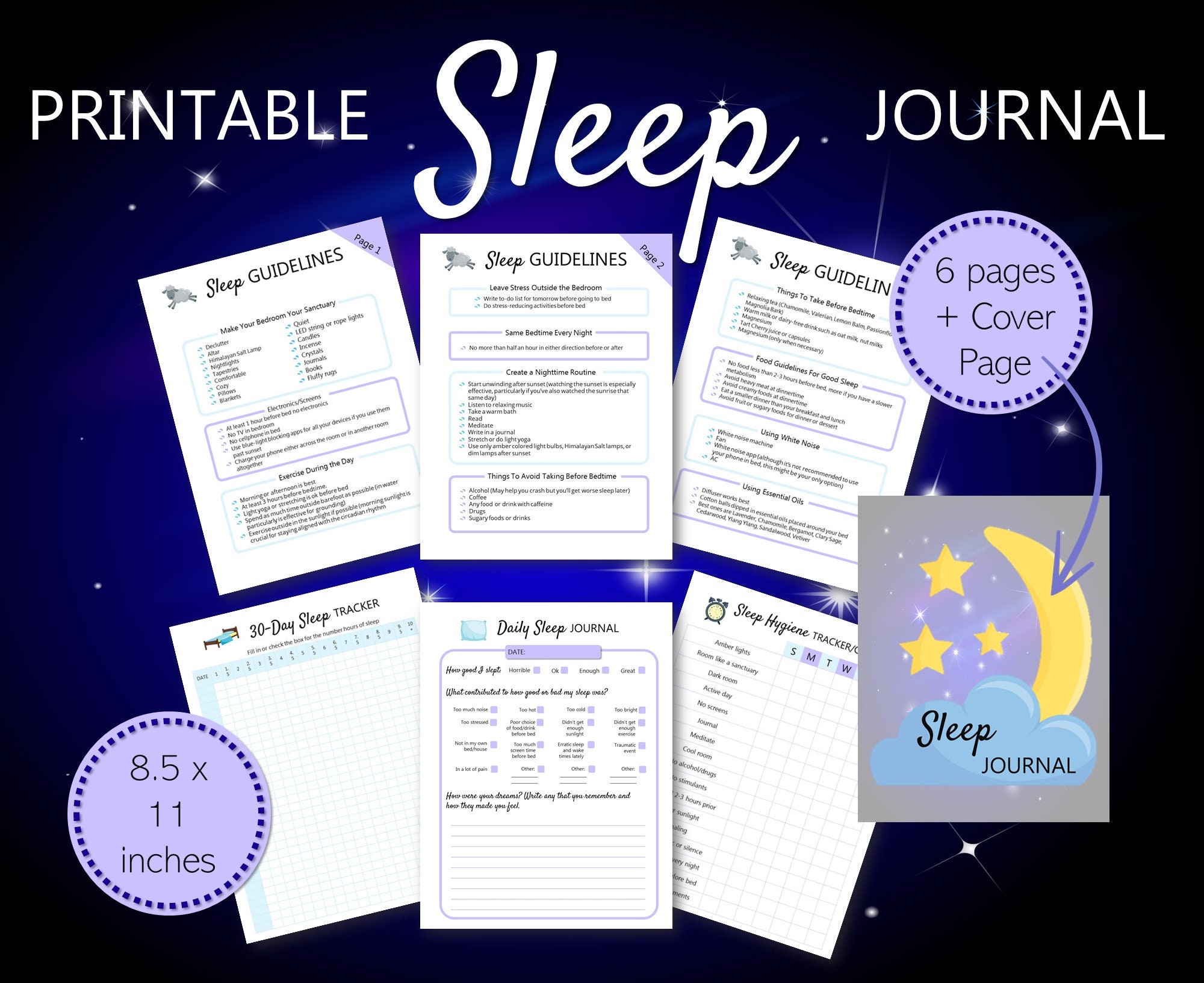 Sleep Journal, Sleep Tracker Printable, Sleep Planner, Bedtime Routine ...