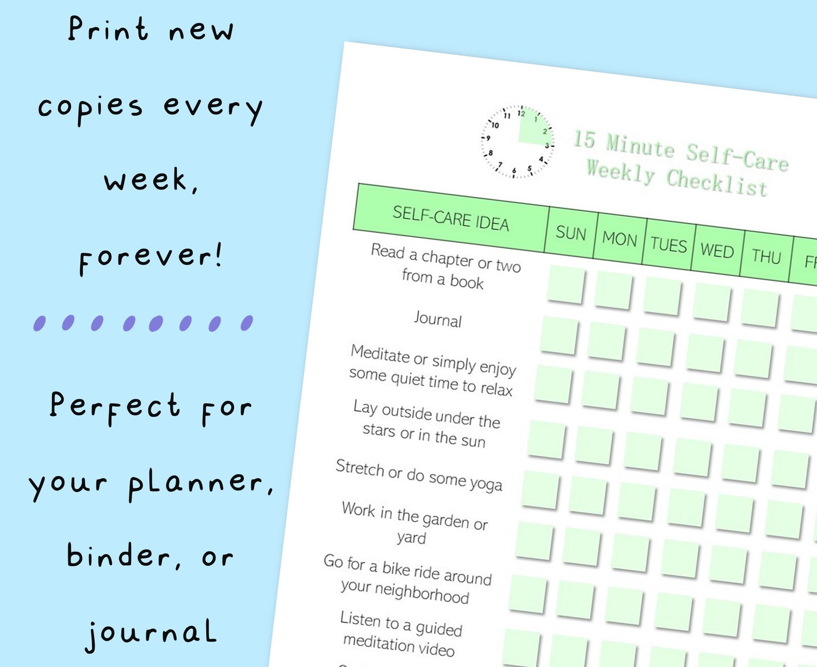 Printable Self Care Checklist, Daily Self Care, Weekly Self Care, Self ...