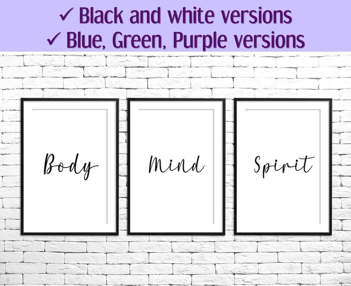 Printable Body Mind Soul Wall Art, Holistic Decor, Wall Art Set ...