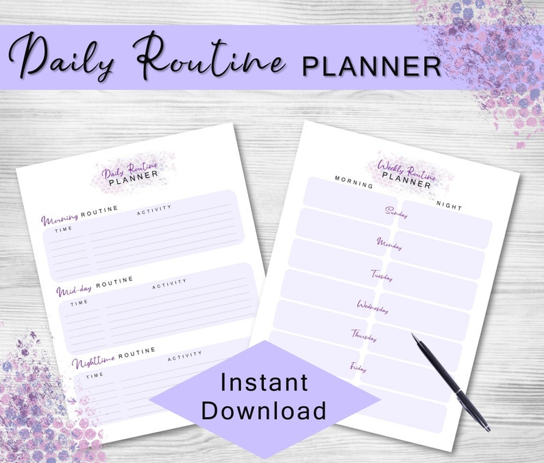 Printable Daily Routine Planner Pages, Morning Routine, Night Time ...
