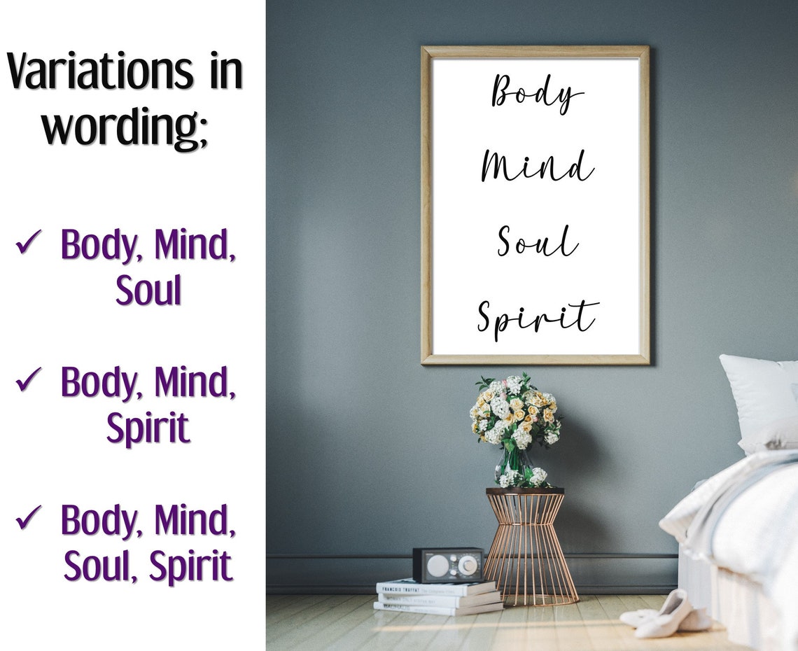 Printable Body Mind Soul Wall Art, Holistic Decor, Wall Art Set ...