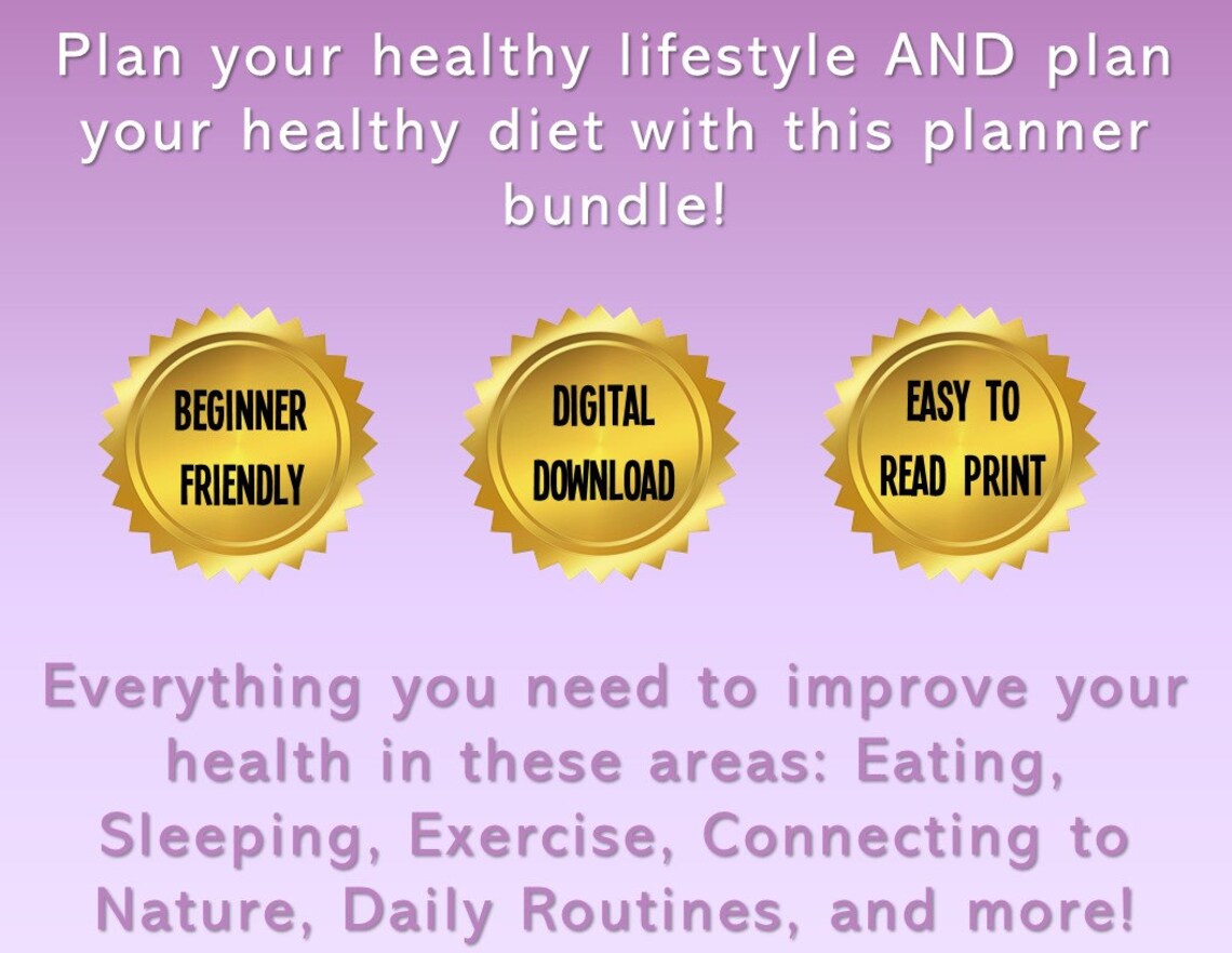 Printable Planner Bundle, Healthy Eating Planner, Healthy Lifestyle ...