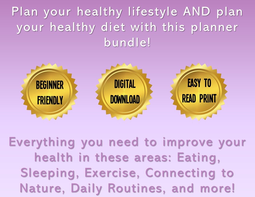 Printable Planner Bundle, Healthy Eating Planner, Healthy Lifestyle ...