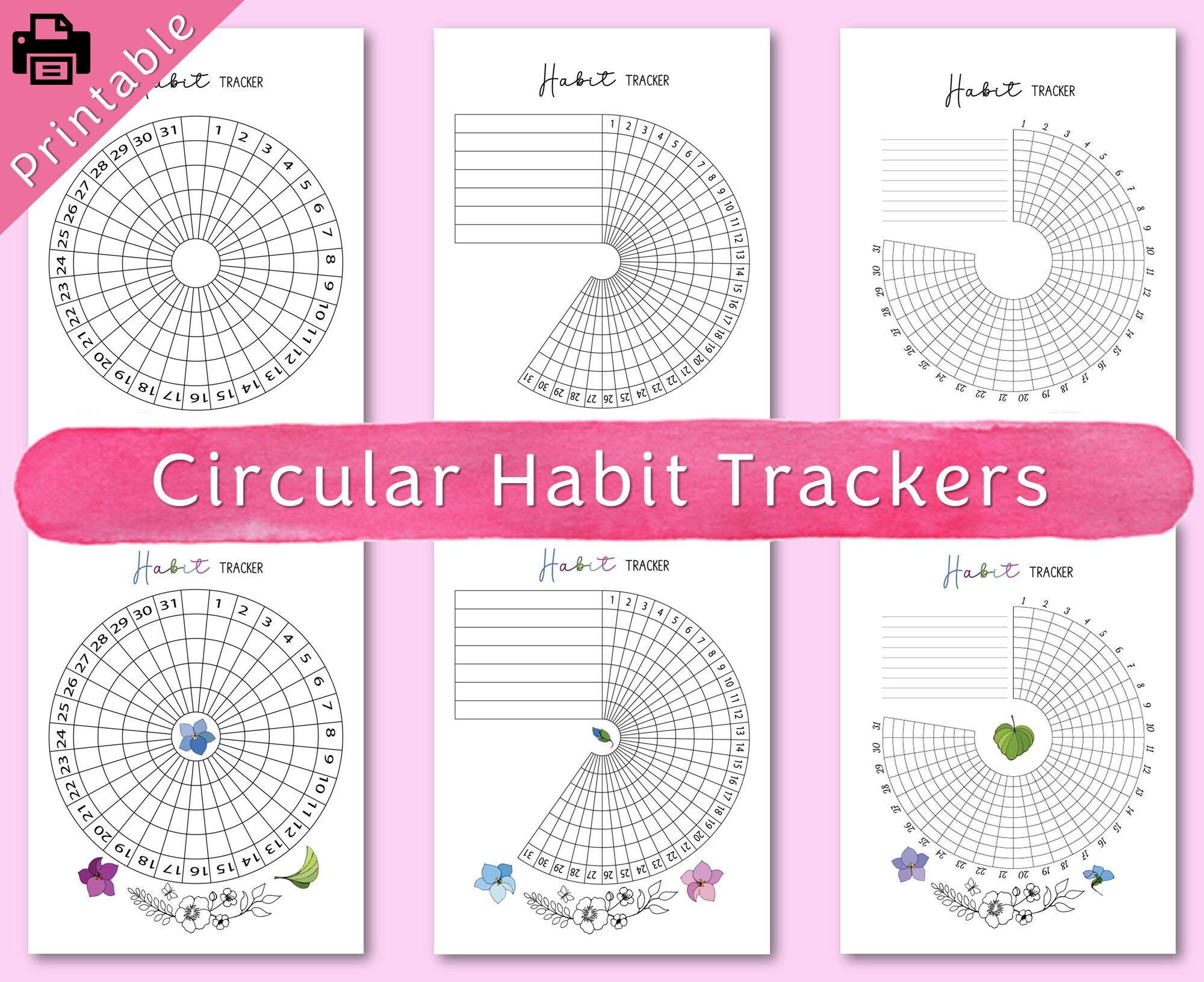 Circular Habit Tracker Printables, Monthly Tracker, Tracker Printable ...