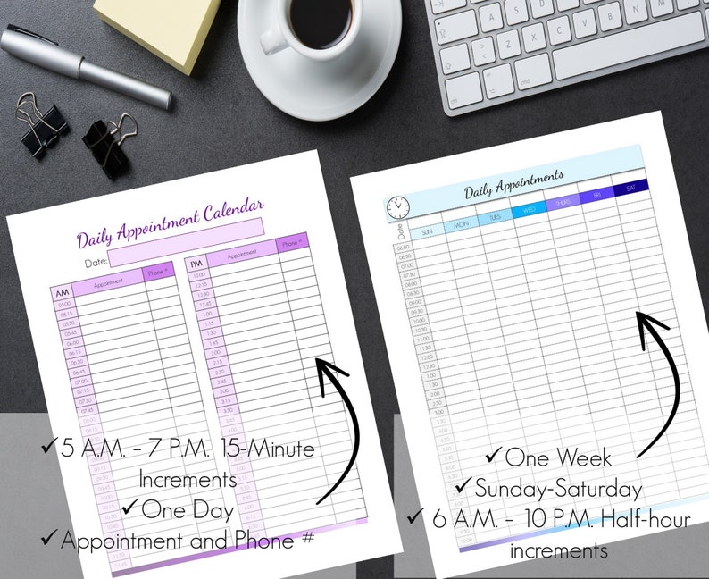 Printable Appointment Book, Weekly Appointment Planner, Daily Schedule ...