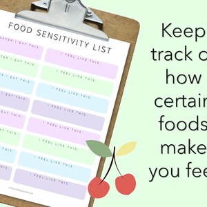 Printable Food Journal, Food Sensitivity, Food Tracker, Symptom Tracker ...
