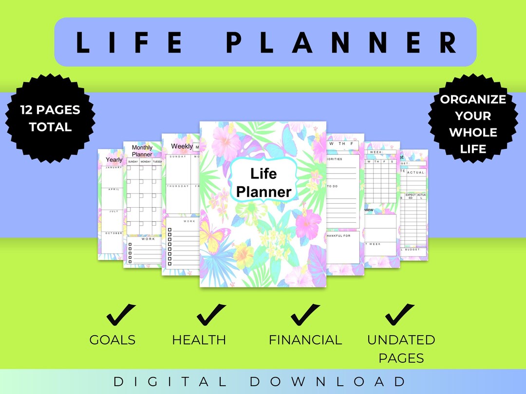 Printable Life Planner Pages, Undated Planner, Life Binder, Habit ...