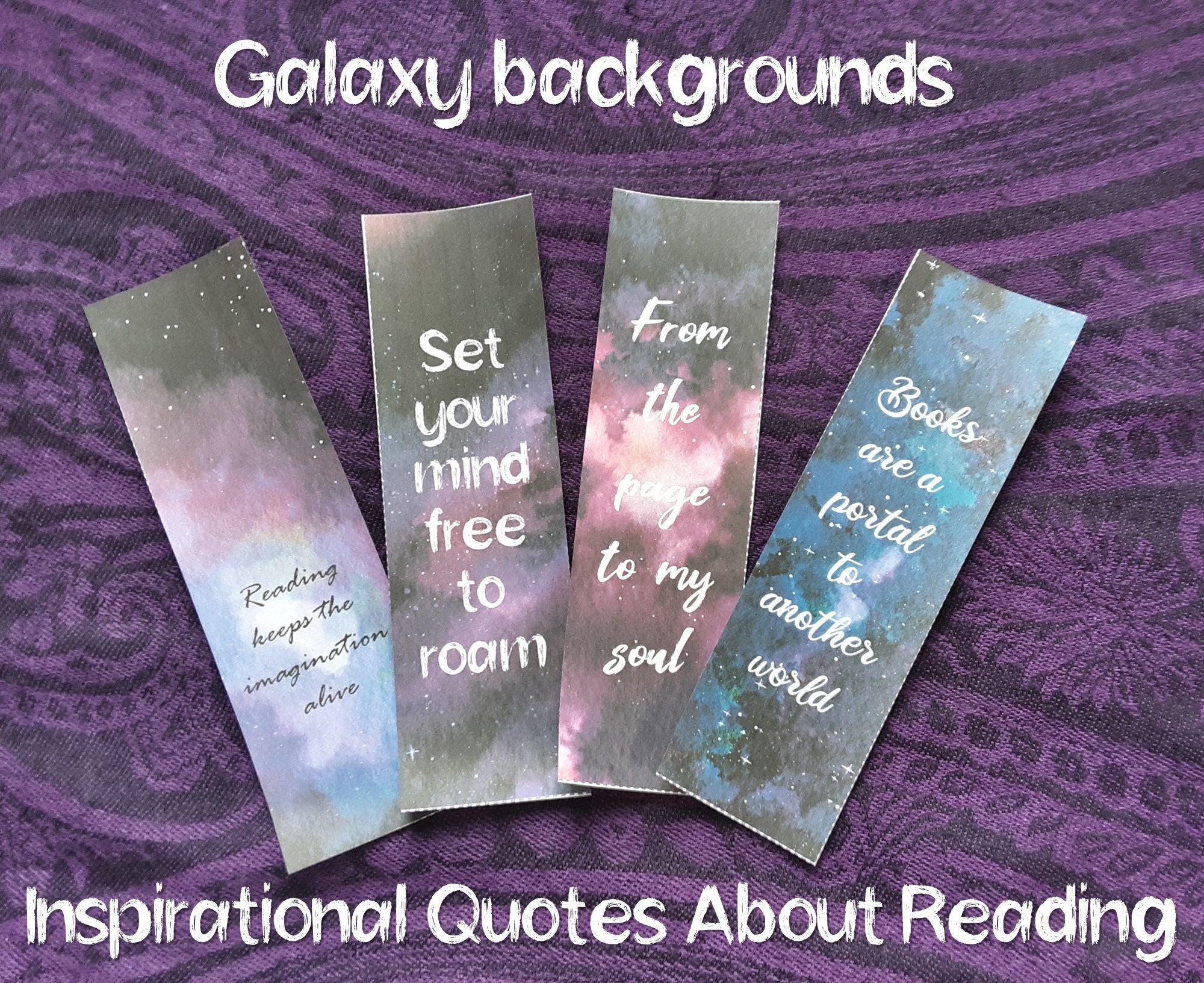 Printable Bookmarks, Set of 4 Bookmarks, Galaxy Bookmarks, Book ...