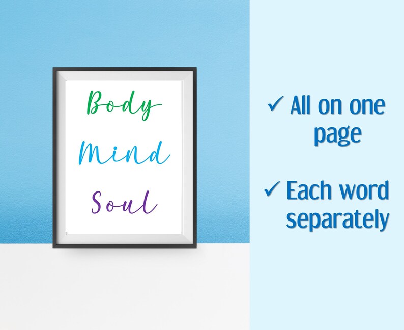 Printable Body Mind Soul Wall Art, Holistic Decor, Wall Art Set ...