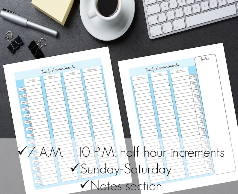 Printable Appointment Book, Weekly Appointment Planner, Daily Schedule ...