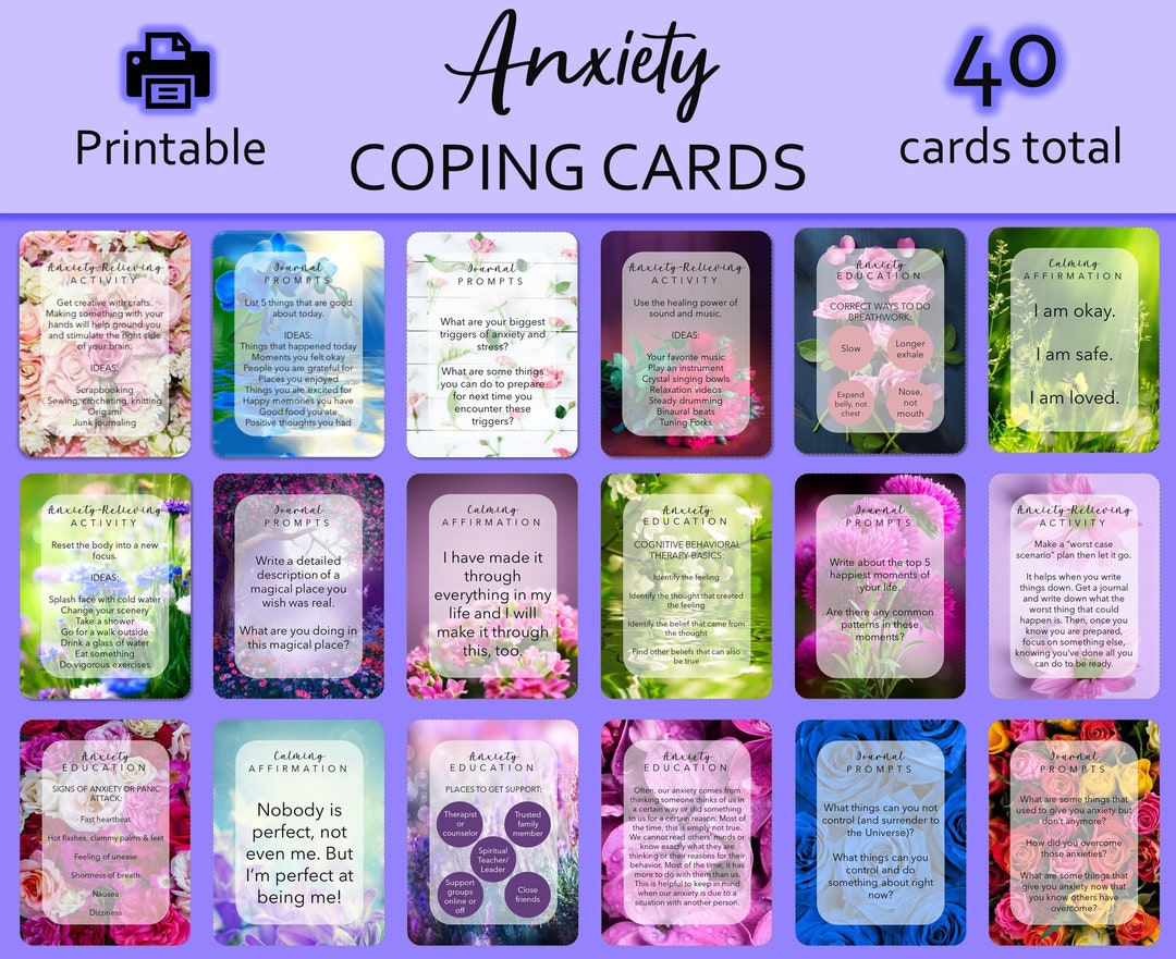 Anxiety Coping Cards, Printable Anxiety Cards, Anxiety Coping Skills ...