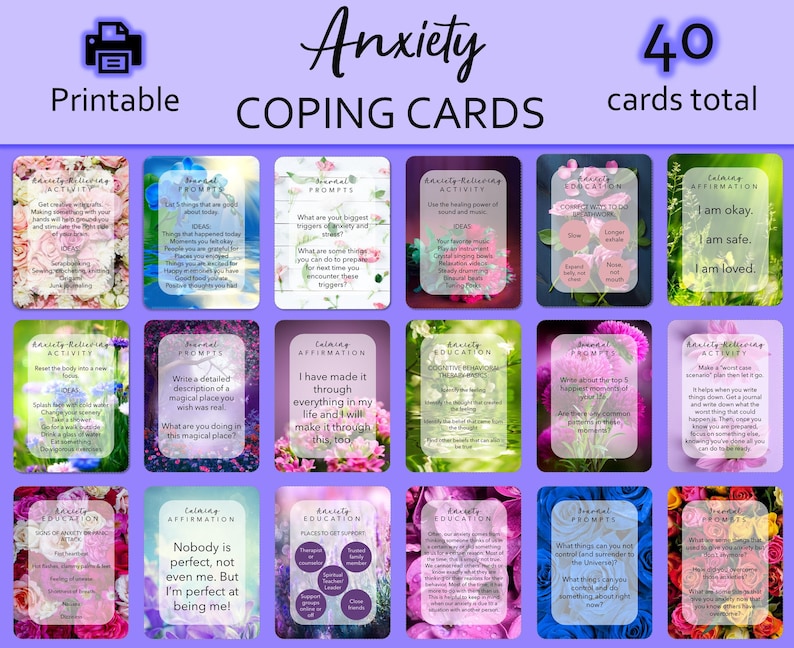 Anxiety Coping Cards, Printable Anxiety Cards, Anxiety Coping Skills ...