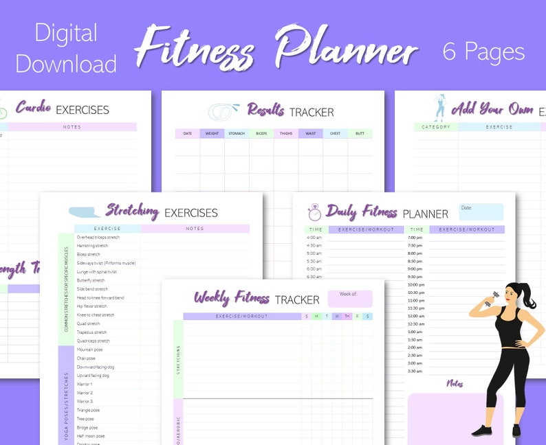 Fitness Planner Printable, Exercise Planner, Fitness Tracker, Exercise ...