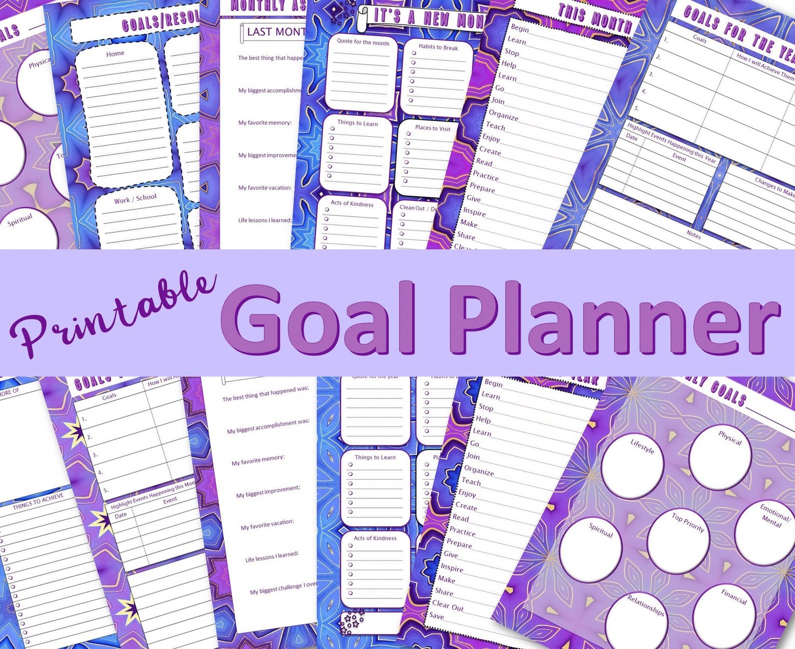 Printable Goal Planner, Goals Tracker, Monthly Goals, Yearly Goals ...