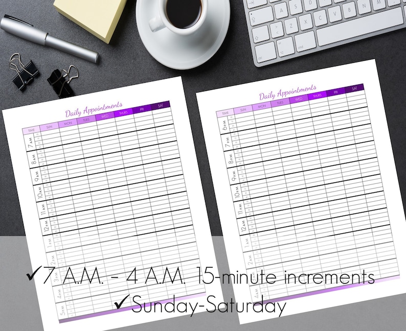 Printable Appointment Book, Weekly Appointment Planner, Daily Schedule ...