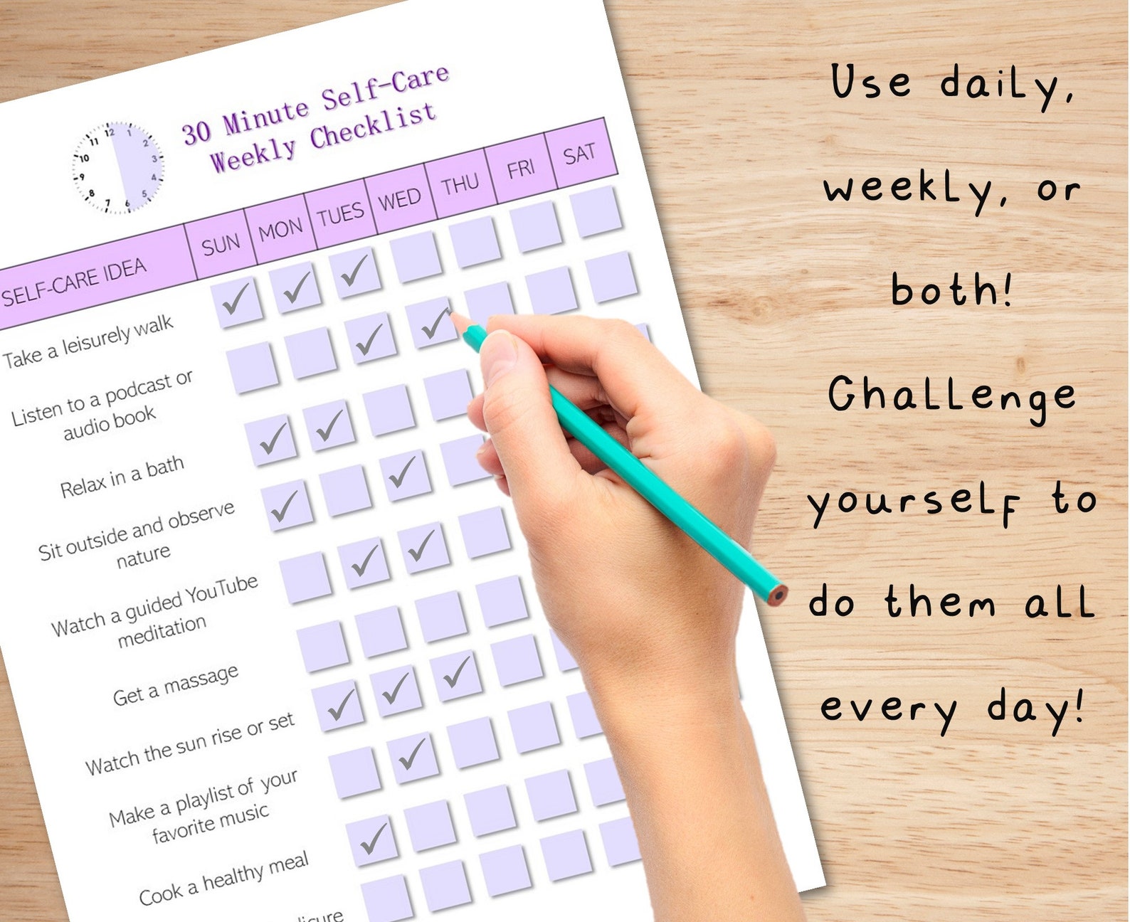 Printable Self Care Checklist, Daily Self Care, Weekly Self Care, Self ...