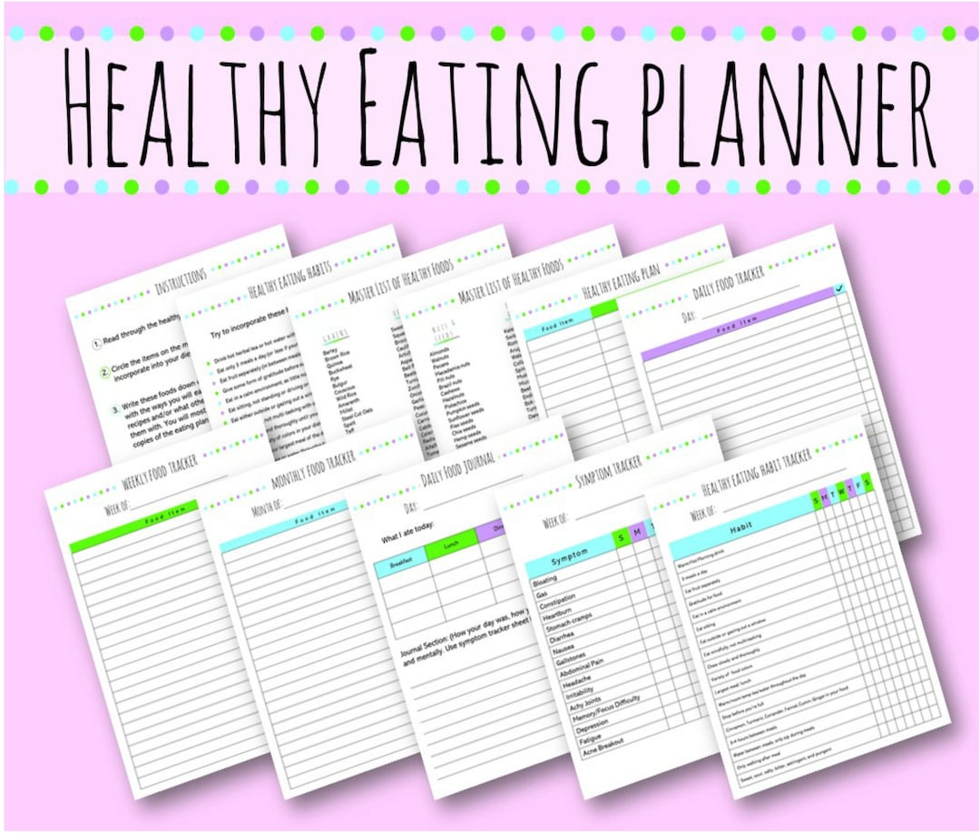 Printable Healthy Eating Planner, Food Diary Journal, Clean Eating Meal ...