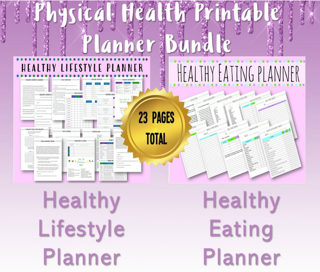 Printable Planner Bundle, Healthy Eating Planner, Healthy Lifestyle ...