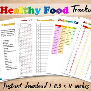Healthy Food Tracker, Printable Food Tracker, Fruits and Veggies ...