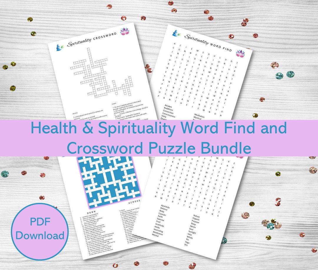 Printable Holistic Health and Spirituality Activity Sheets, Crossword ...