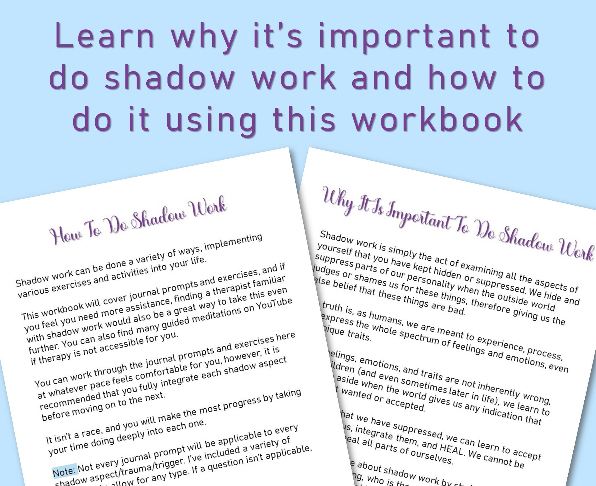 Printable Shadow Work Journal, Shadow Work Workbook, Trauma Worksheets ...