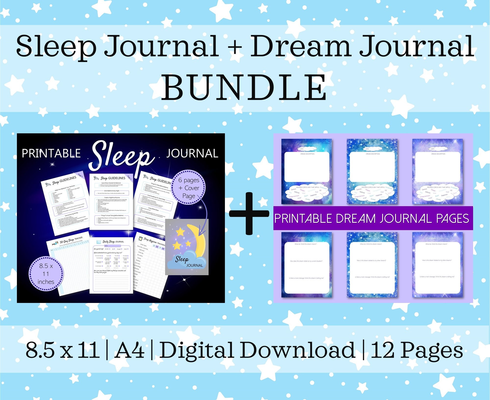 Sleep Journal and Dream Journal Bundle, Sleep Journal, Dream Journal ...