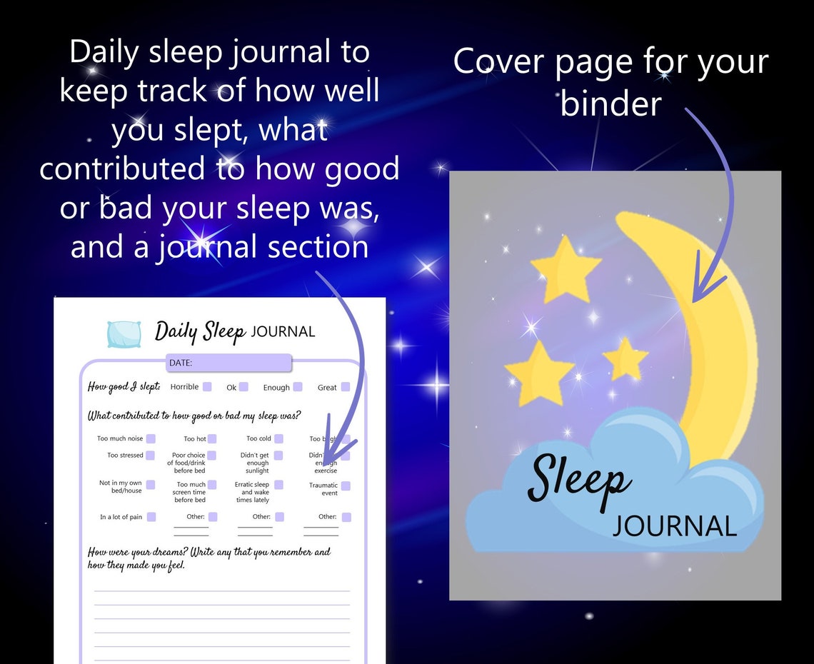 Sleep Journal Sleep Tracker Printable Sleep Planner Bedtime | Etsy