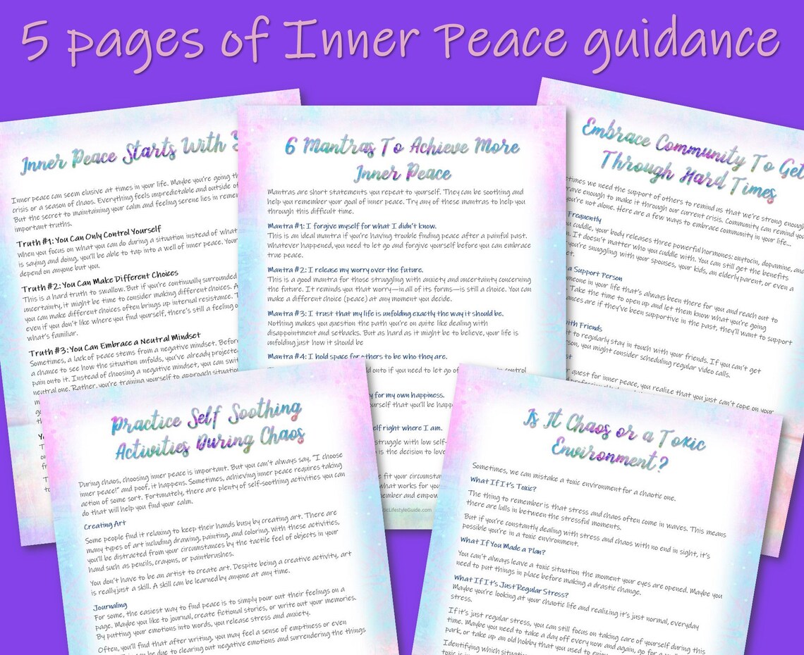 Inner Peace Journal Printable Journal Guided Journal Pages - Etsy