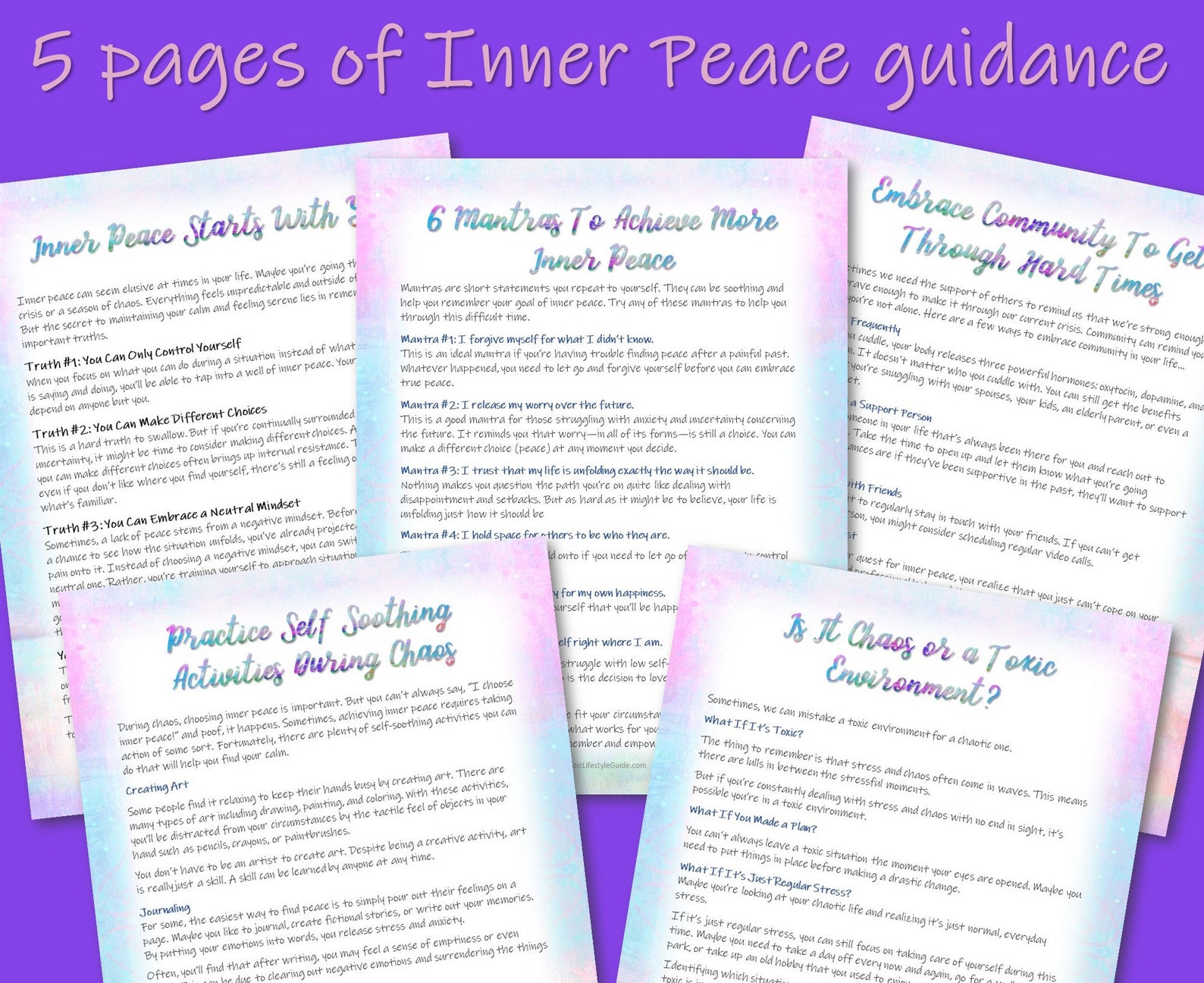 Inner Peace Journal, Printable Journal, Guided Journal Pages, Finding ...