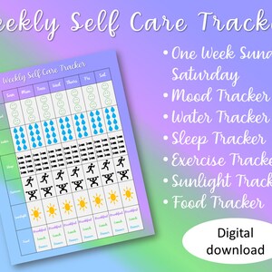 Printable Healthy Habit Tracker, Health and Wellness, Self Care ...