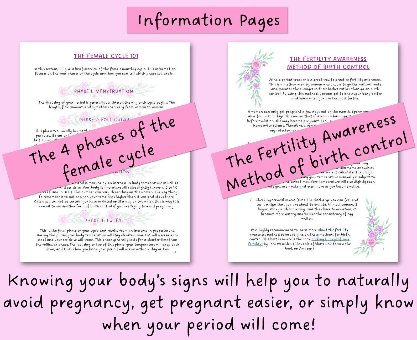 Printable Period Tracker, Fertility Awareness Journal, Ovulation ...