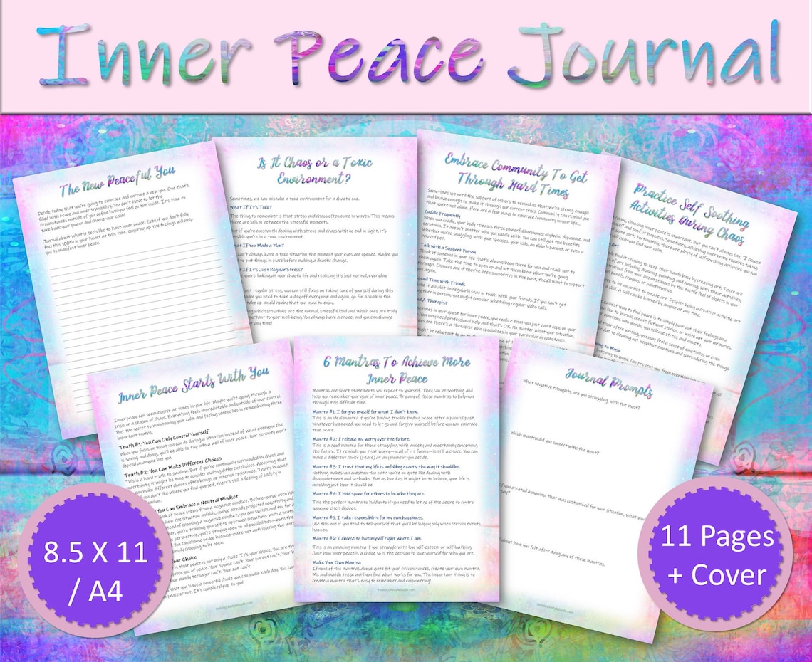 Inner Peace Journal Printable Journal Guided Journal Pages - Etsy